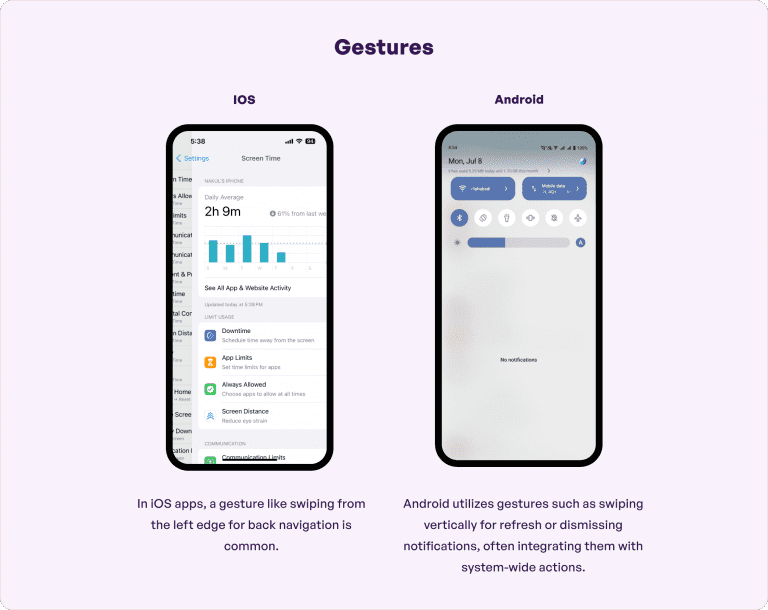 What is the difference between Android and iOS UI design?