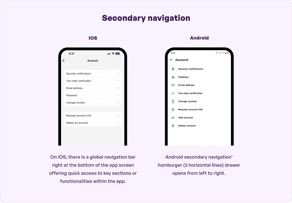 What is the difference between Android and iOS UI design?