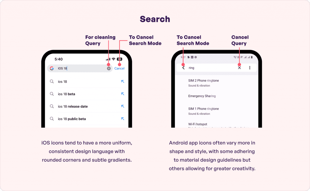 What is the difference between Android and iOS UI design?